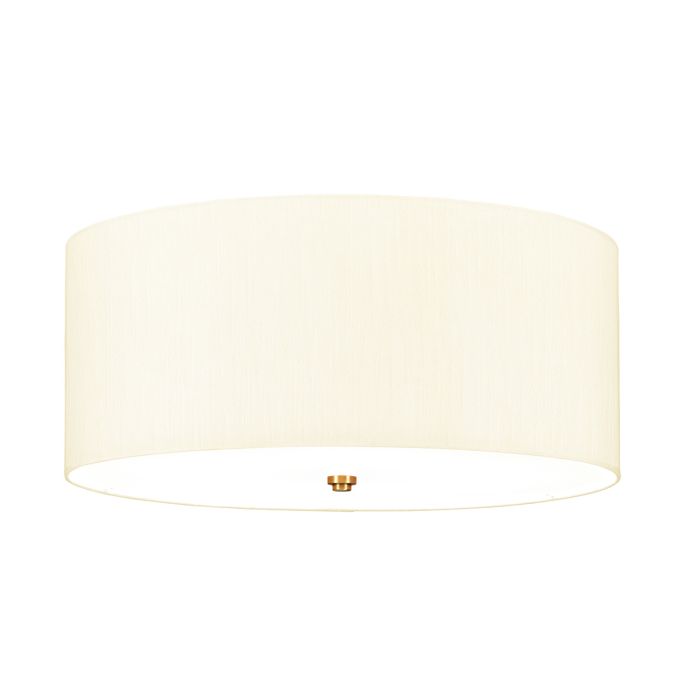 Fletcher 22" Flush - Aged Brass with Ivory Shade | Elstead Lighting