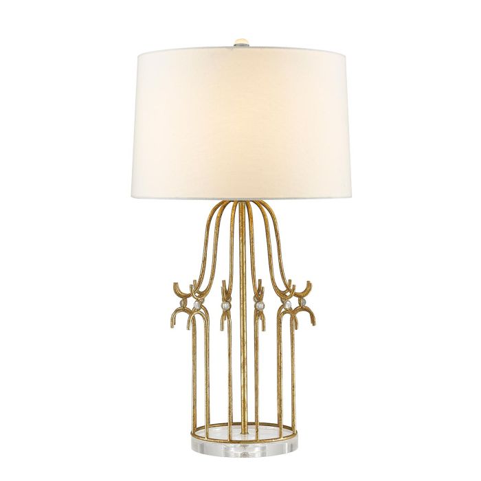 Stella 1 Light Table Lamp - Distressed Gold with Cream Shade | Elstead ...