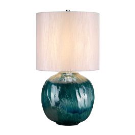 Blue Globe 1 Light Table Lamp - Blue with Light Grey Shade | Elstead ...
