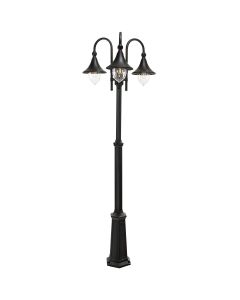 Norfolk 3 Light Lamp Post - Black | Elstead Lighting